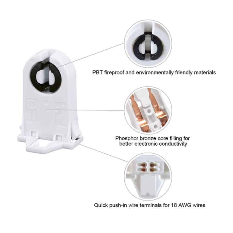 Single T8 Push in fluorescent led tube holders converter Single T8 Push in fluorescent led tube holders converter