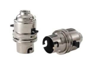 B22 Brass Bayonet Light Bulb Sockets with Switch Chrome